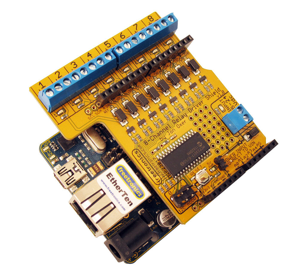 8-Channel Relay Driver Shield | Freetronics