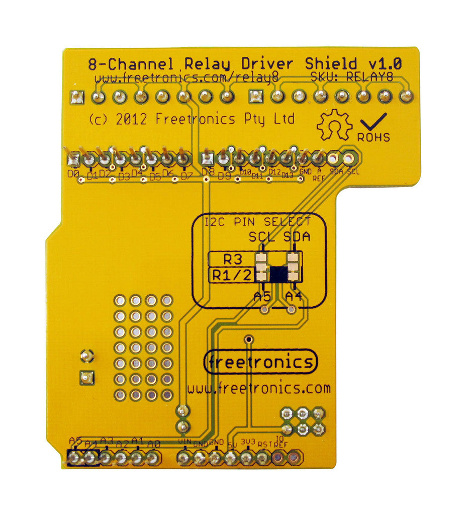 8-Channel Relay Driver Shield | Freetronics