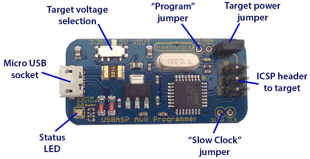 Usbasp Icsp Programmer For Arduino Avr Freetronics 7370