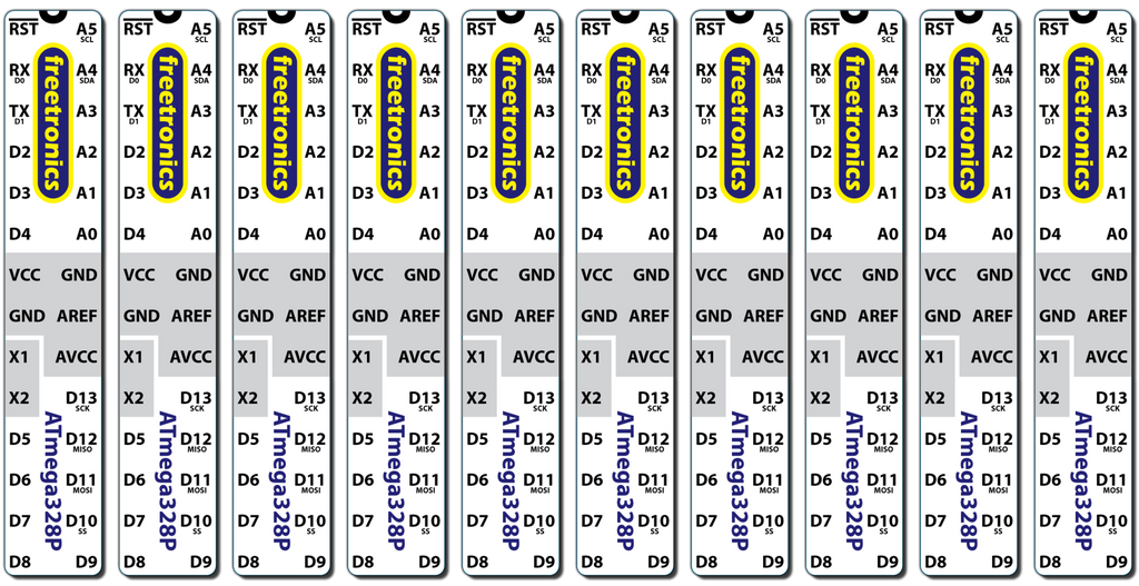 Microcontroller Labels Arduino Pinout Freetronics