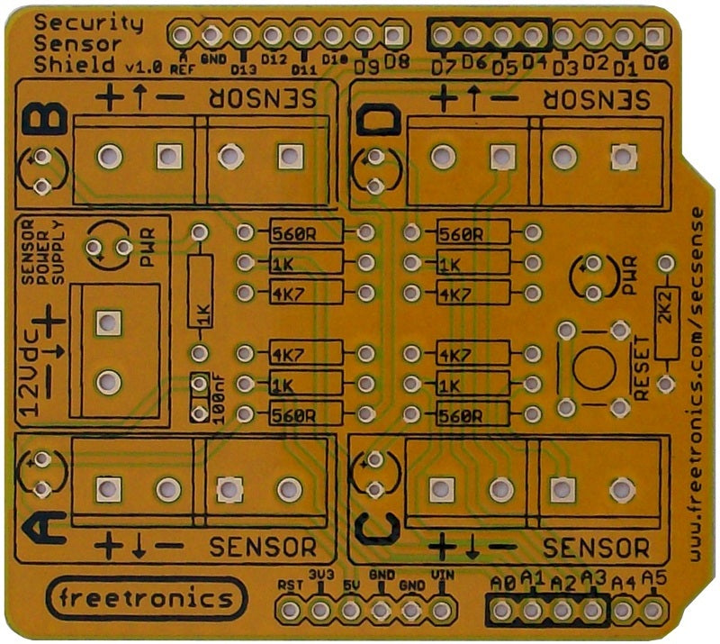 Security Sensor Shield For Arduino Freetronics